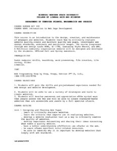 ACT 102 Introduction to Web Page Development – Department of Computer ...