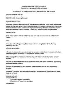 CSC 184 Computing Concepts I – Department of Computer Science ...